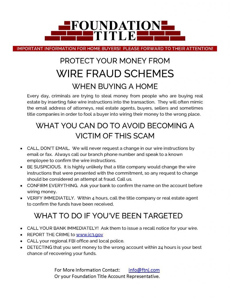 Wire Fraud Warning Foundation - Foundation Title